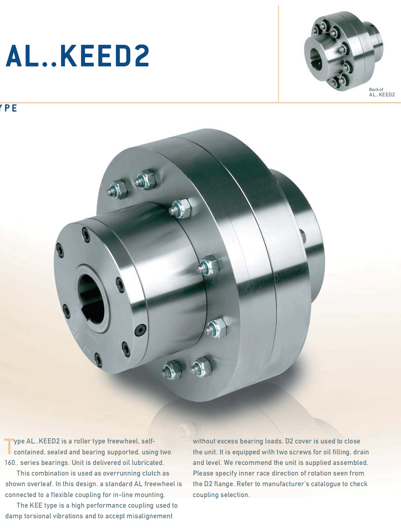 AL25KEED2 (Roller Type Freewheel) One Way Overrunning Clutch with coupling